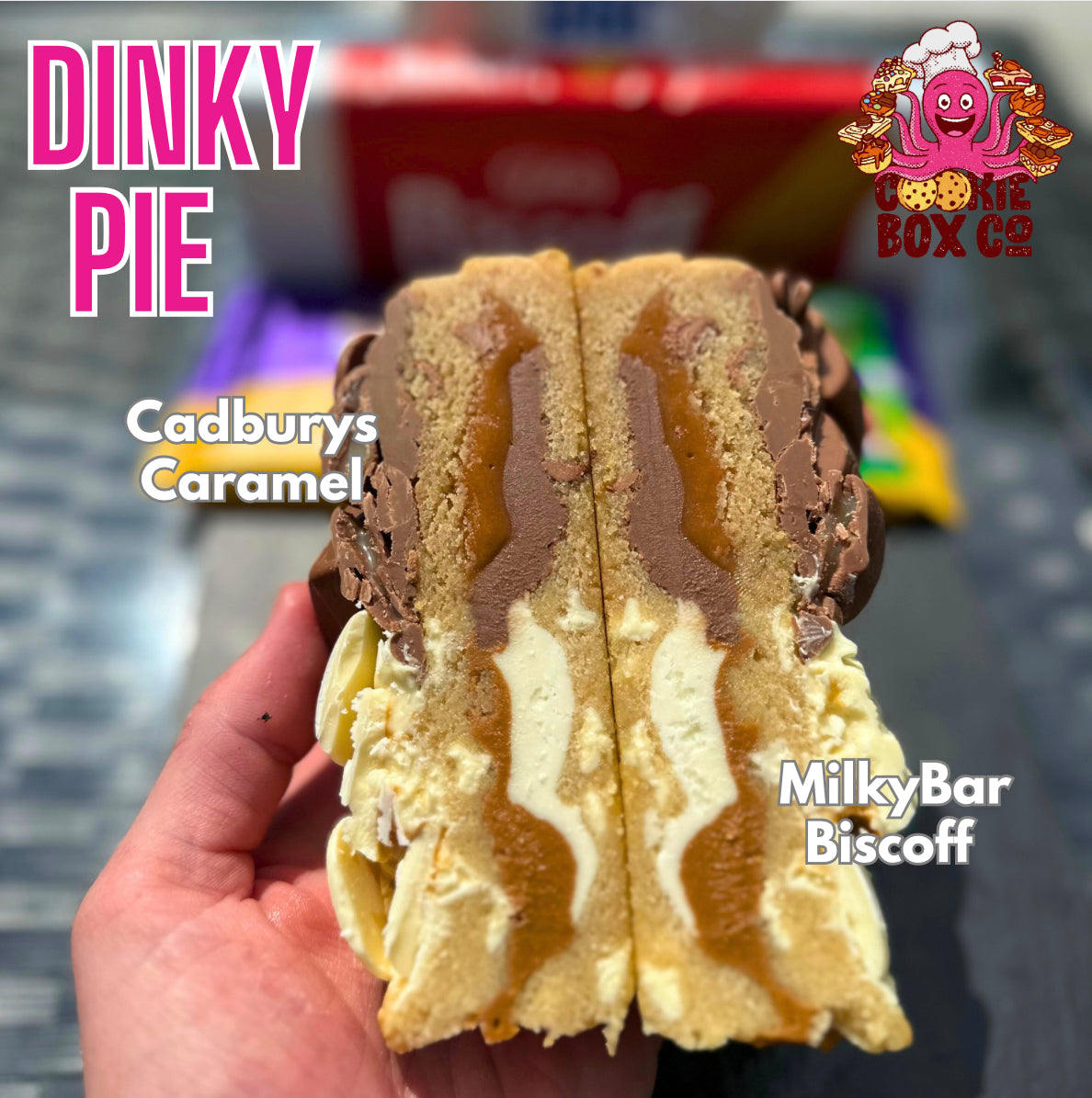 MilkyBar Biscoff Cadburys Caramel Dinky Pie – Cookie Box Co
