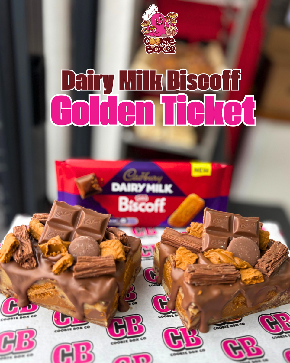Golden Ticket Dairy Milk Biscoff – Cookie Box Co