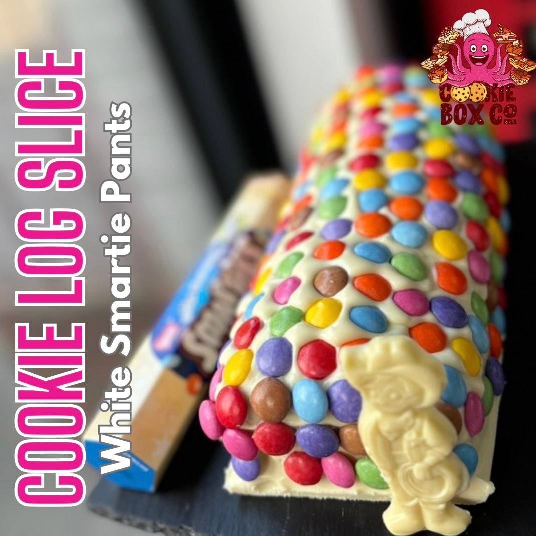 White Smartie Pants log – Cookie Box Co