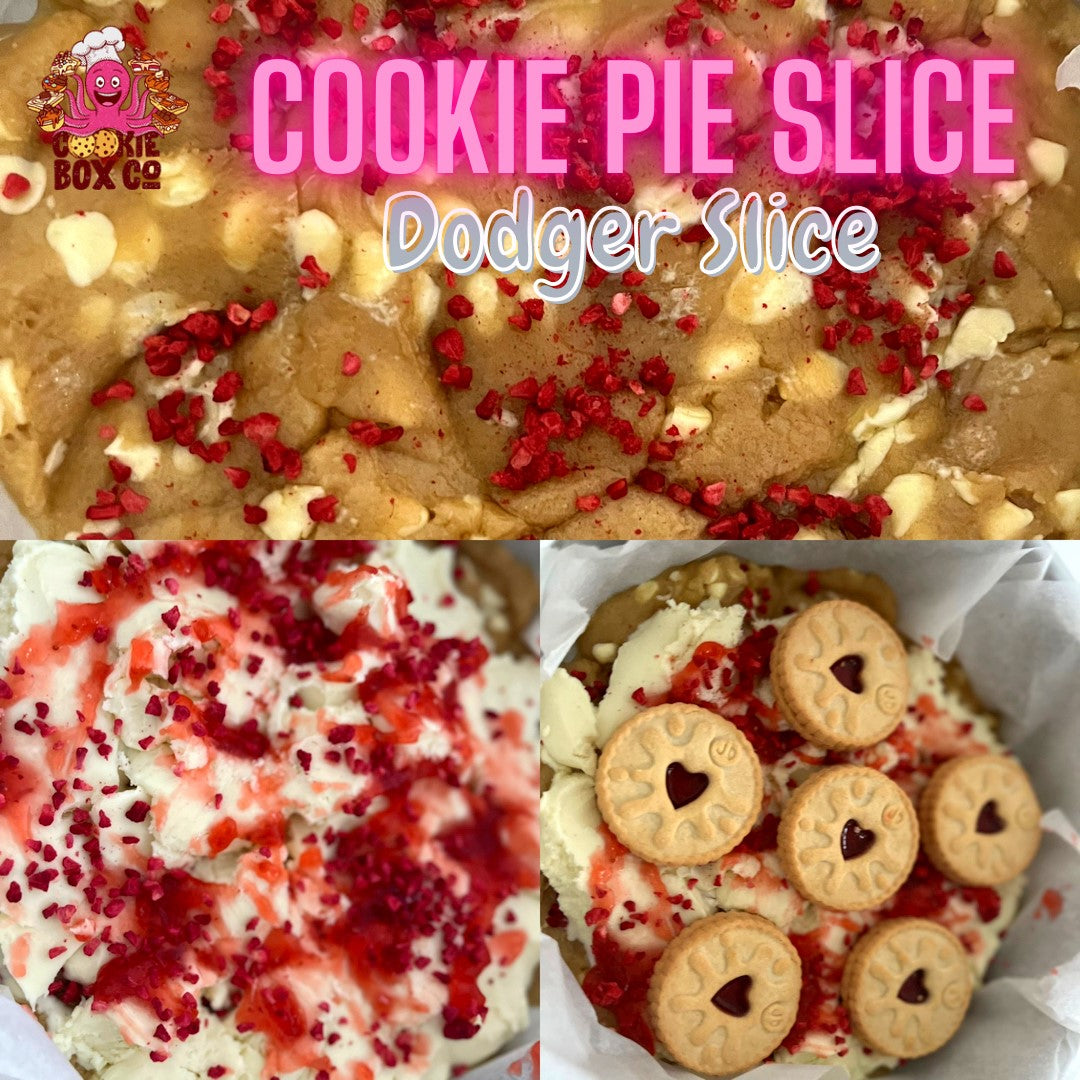 WHITE CHOC RASP Jammy Dodger Slice – Cookie Box Co